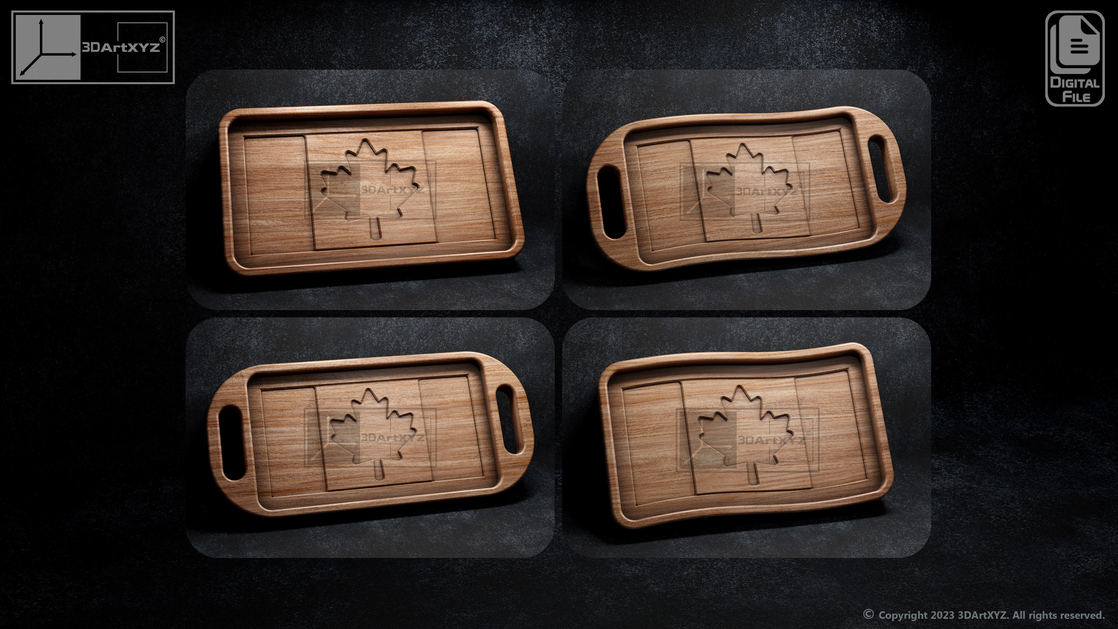 Canada Flag Trays Pack - CNC Files for Wood 3D model | CGTrader