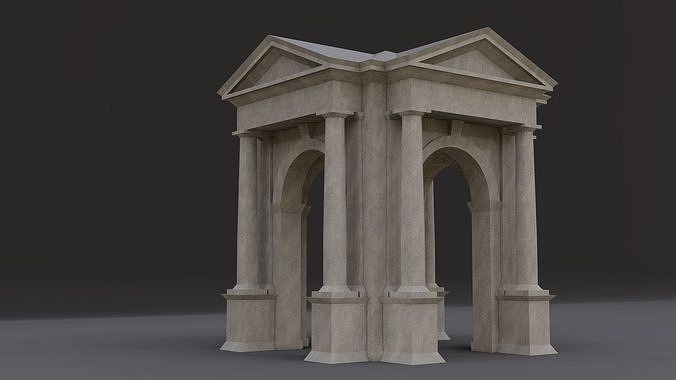3D model Arched portico in the mas Doric order with freestanding ...