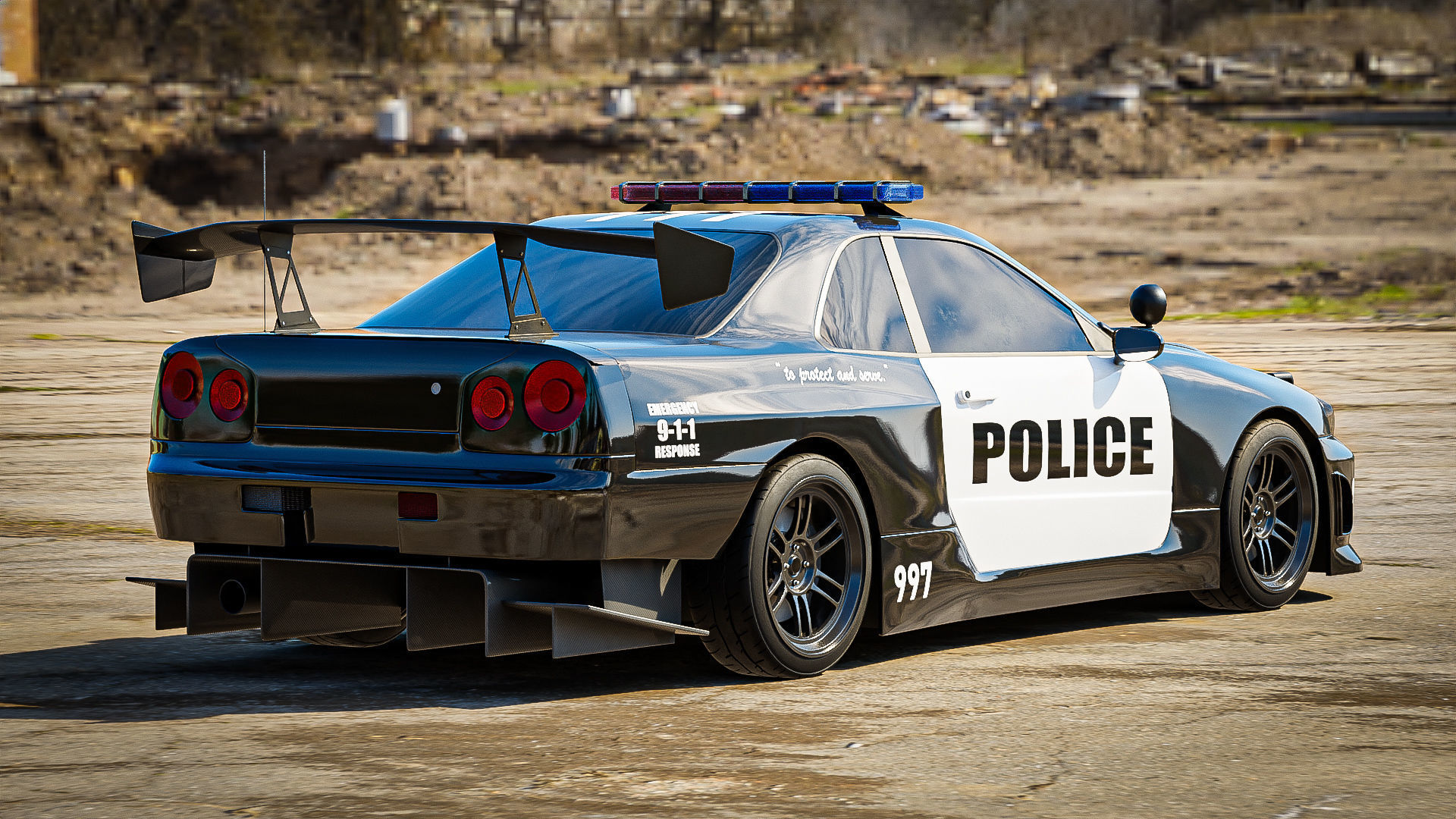 Nissan Skyline R34 Police Car 3D model | CGTrader