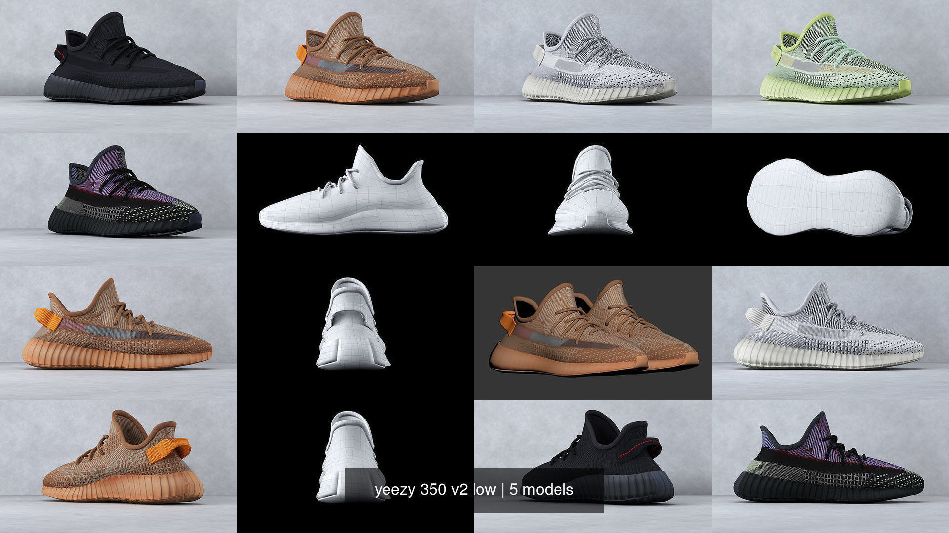 3D Model Collection yeezy 350 v2 low VR / AR / low-poly | CGTrader