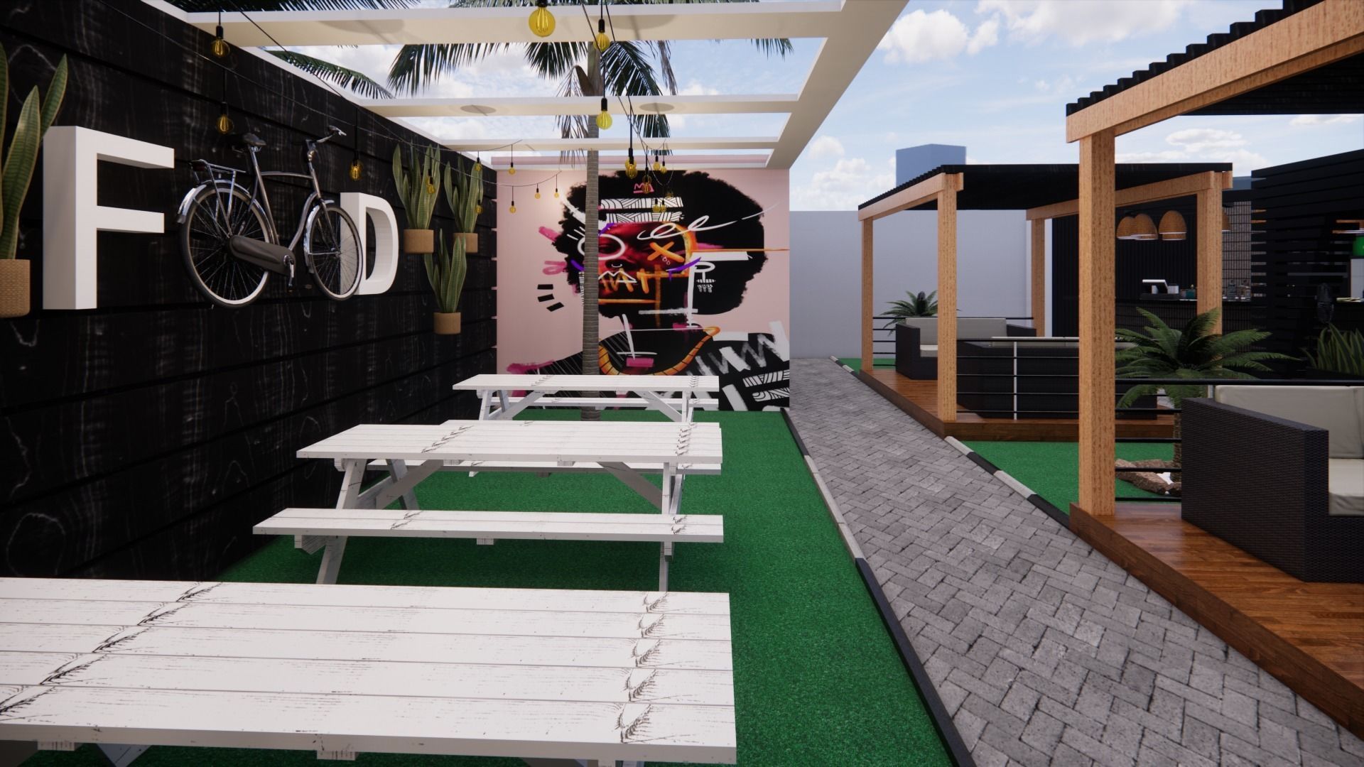 OUTDOOR BAR RESTAURANT 3D model rigged | CGTrader