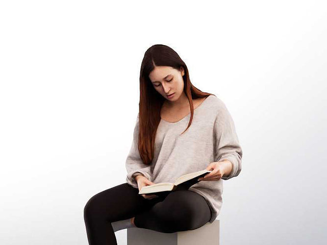 3D model Noelle 12748 - Sitting Woman Reading Book VR / AR / low-poly ...