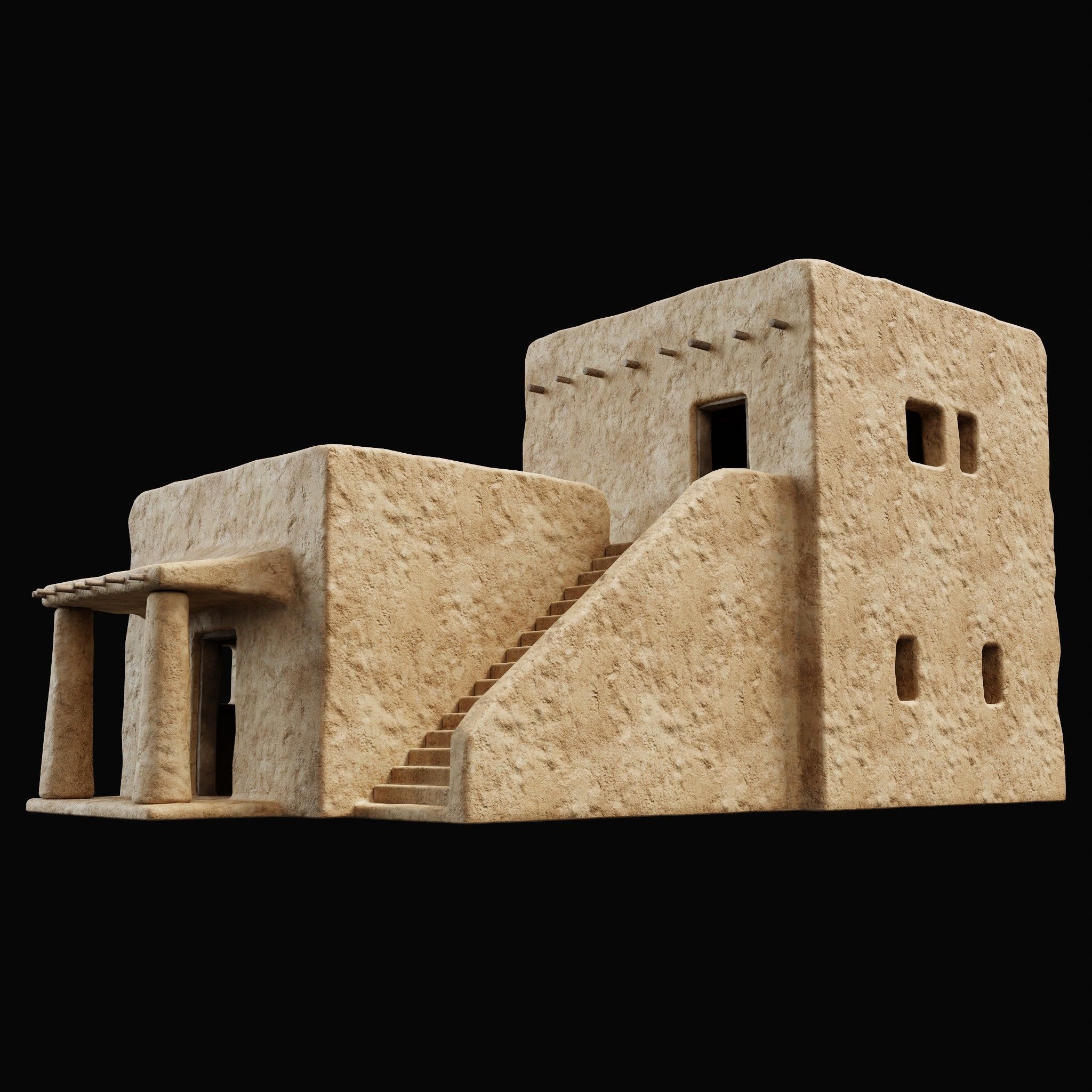 3D model ANCIENT GENERIC CLAY HOUSES BUILDING DESERT EGYPT AAA ...