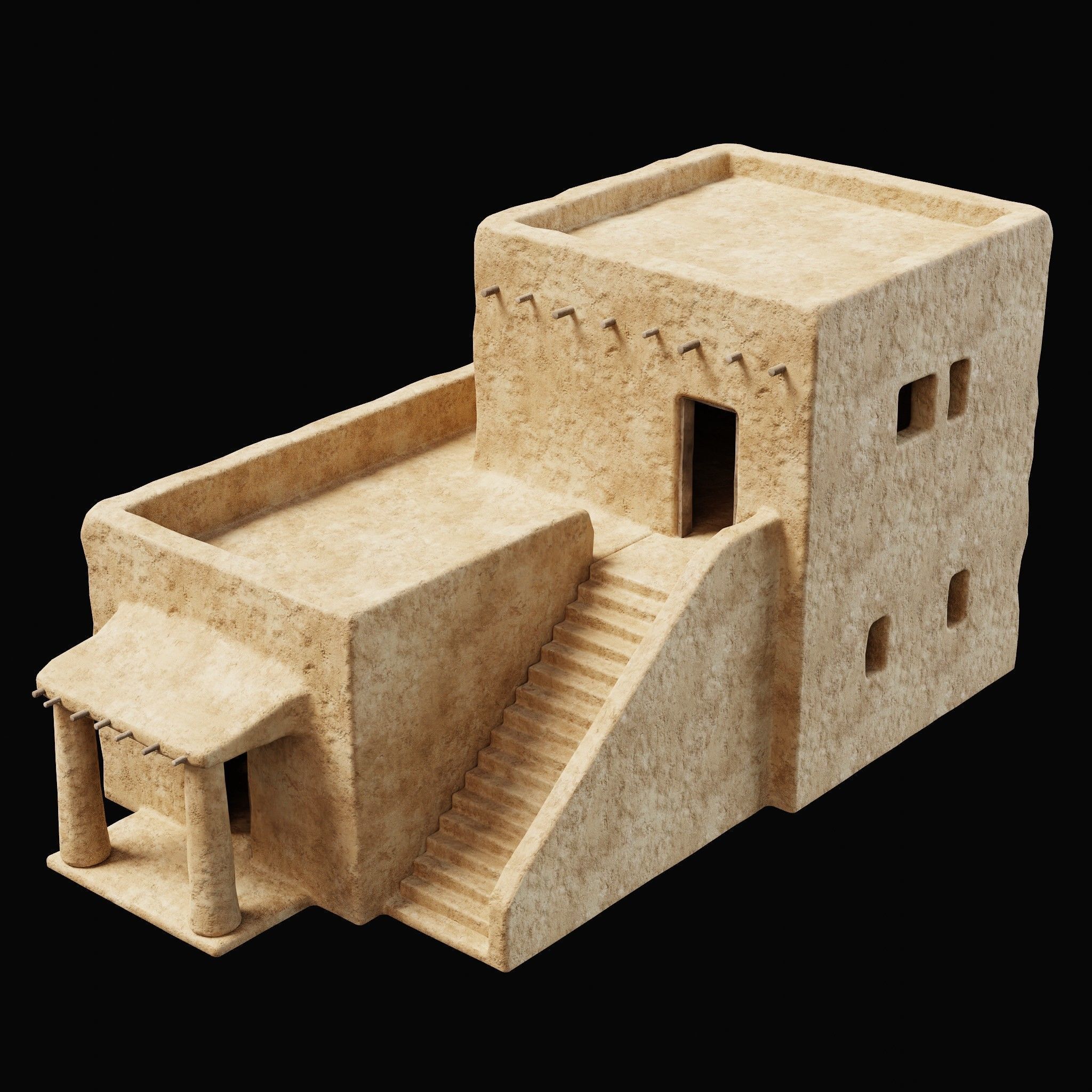 3D model ANCIENT GENERIC CLAY HOUSES BUILDING DESERT EGYPT AAA ...