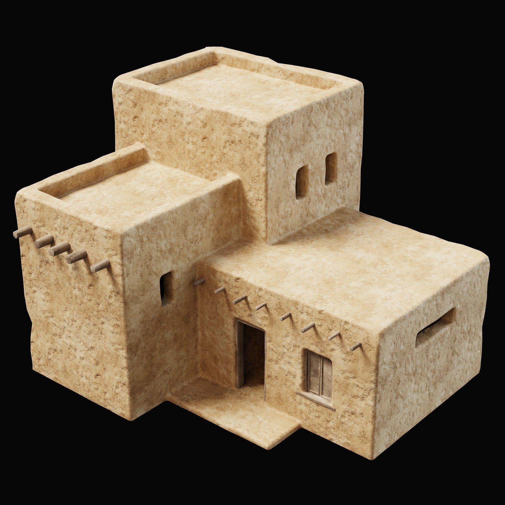 3D model ANCIENT GENERIC CLAY HOUSES BUILDING DESERT EGYPT AAA ...