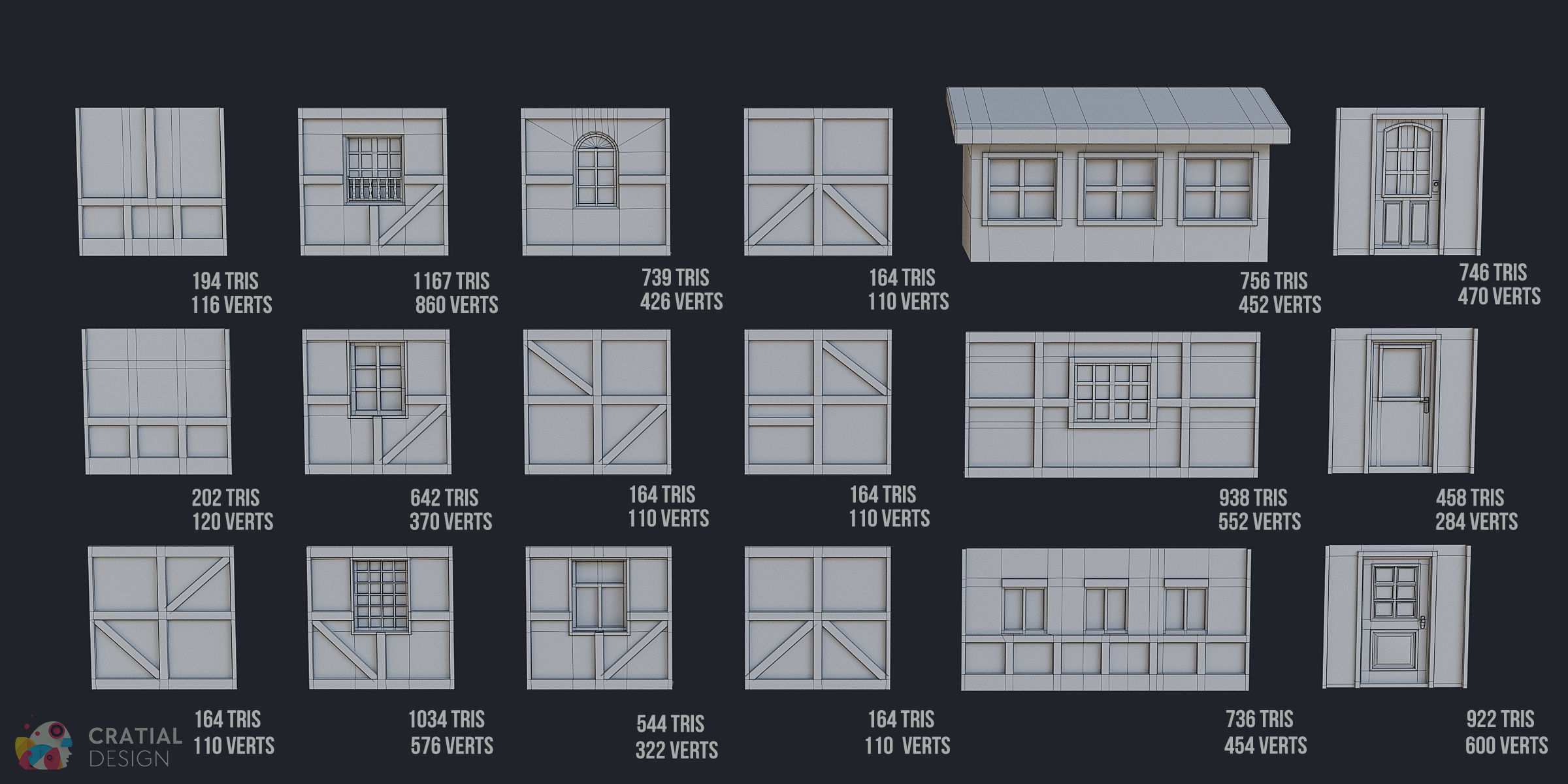 Stylized Modular European Building Kit 3D model | CGTrader