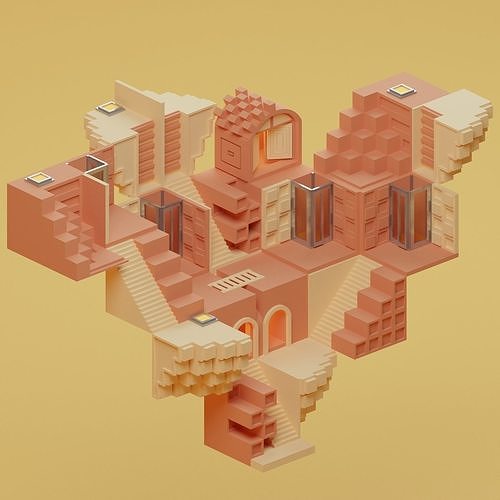 Temple 11 - Cubic Temple 3D model | CGTrader