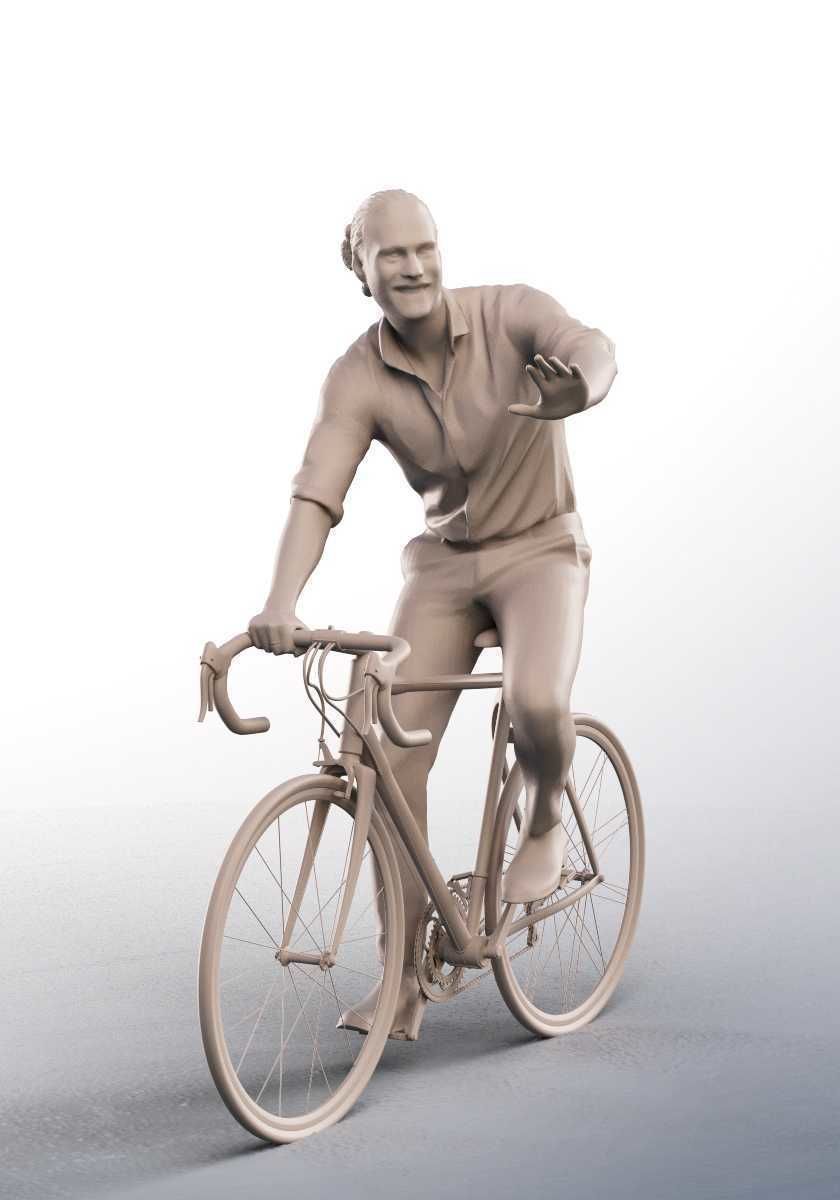 3D model Joel 13146 - Waving Casual Man Riding Bike VR / AR / low-poly ...