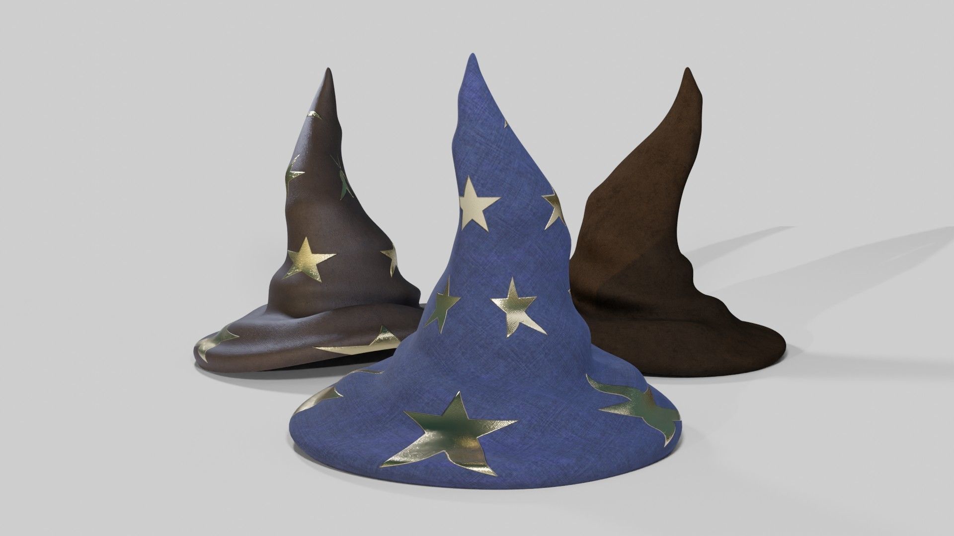 3 wizards and witch hats with different pbr textures 3D model | CGTrader