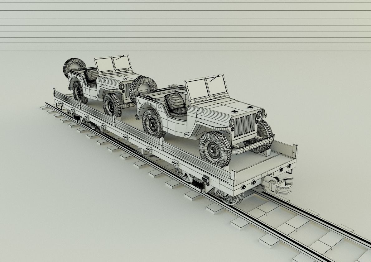 train wagon willys jeep 3D model | CGTrader