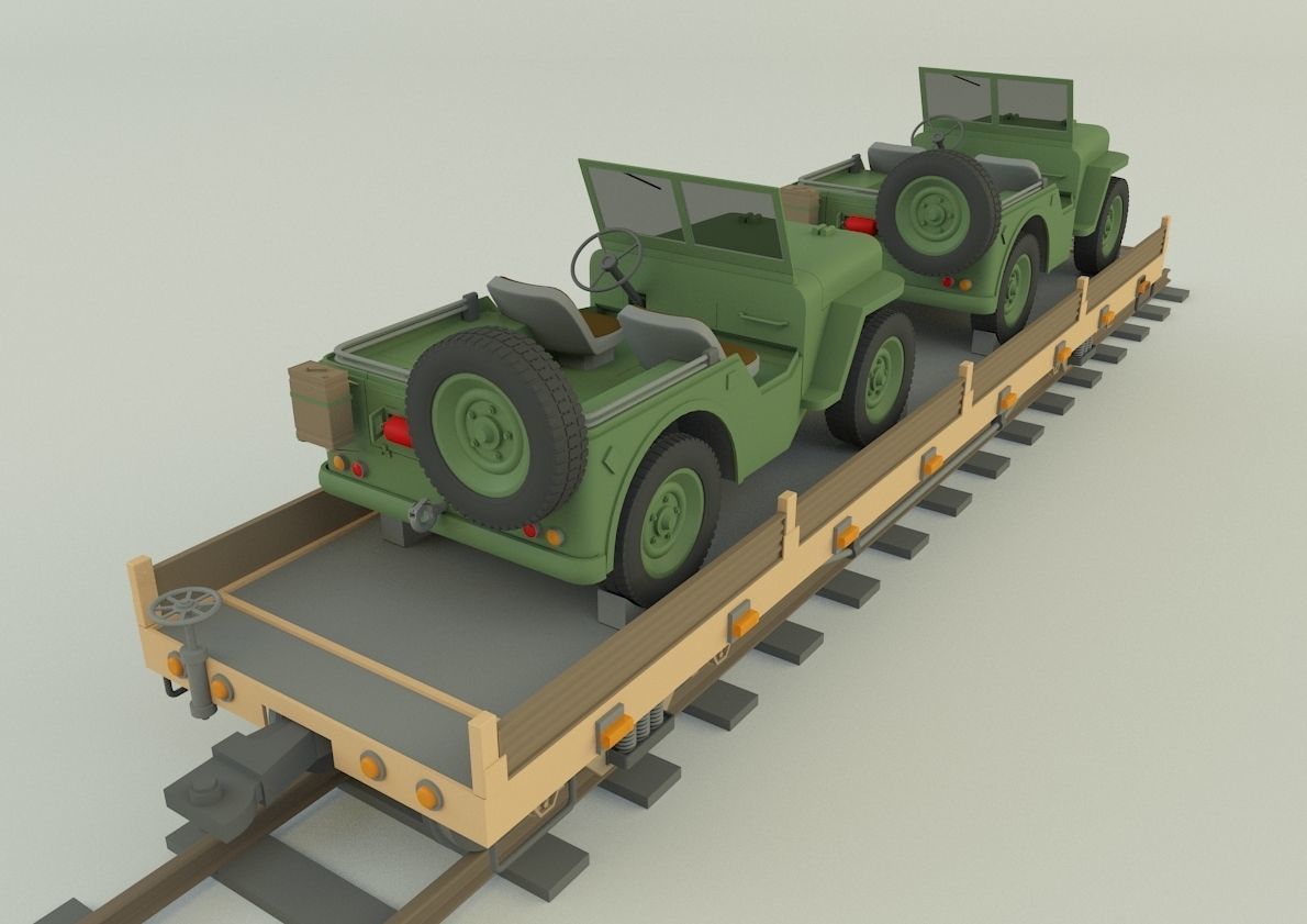 train wagon willys jeep 3D model | CGTrader