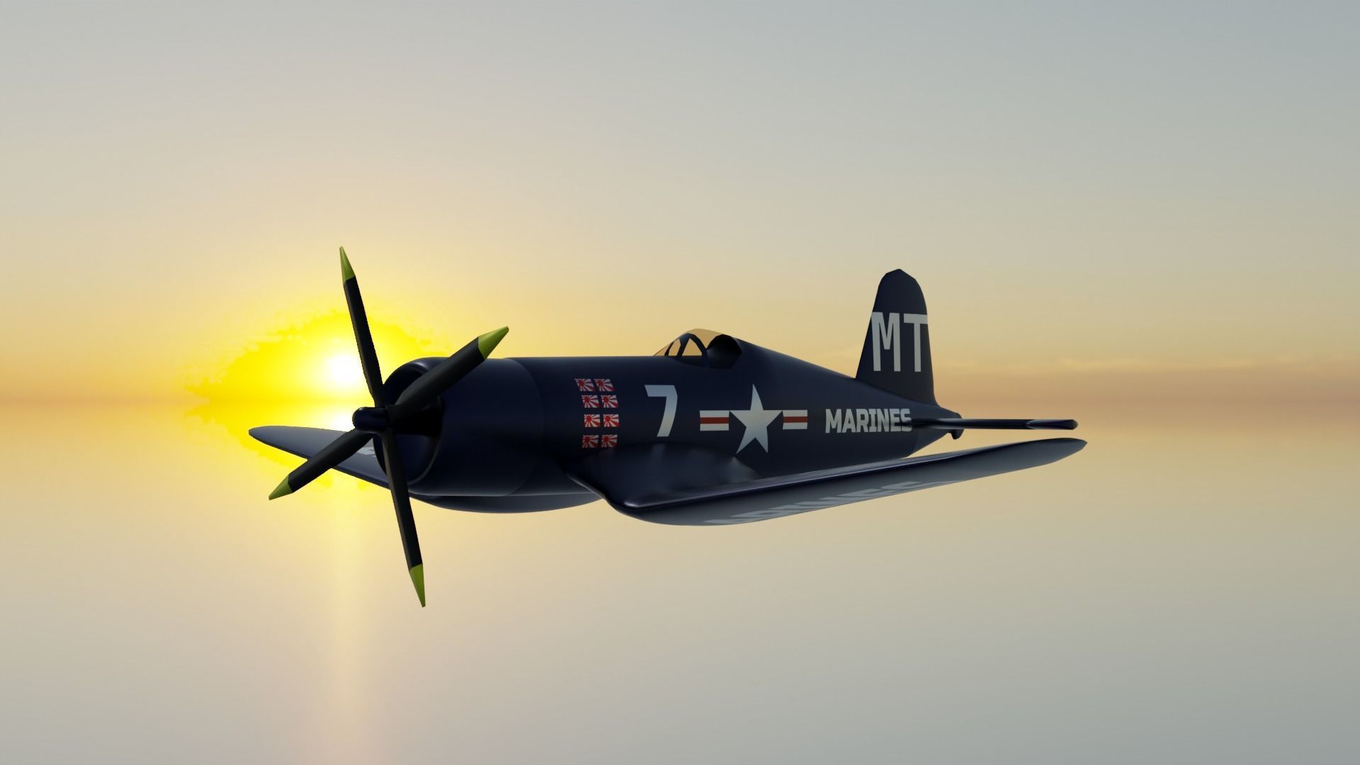 3D model F4 U Corsair VR / AR / low-poly | CGTrader