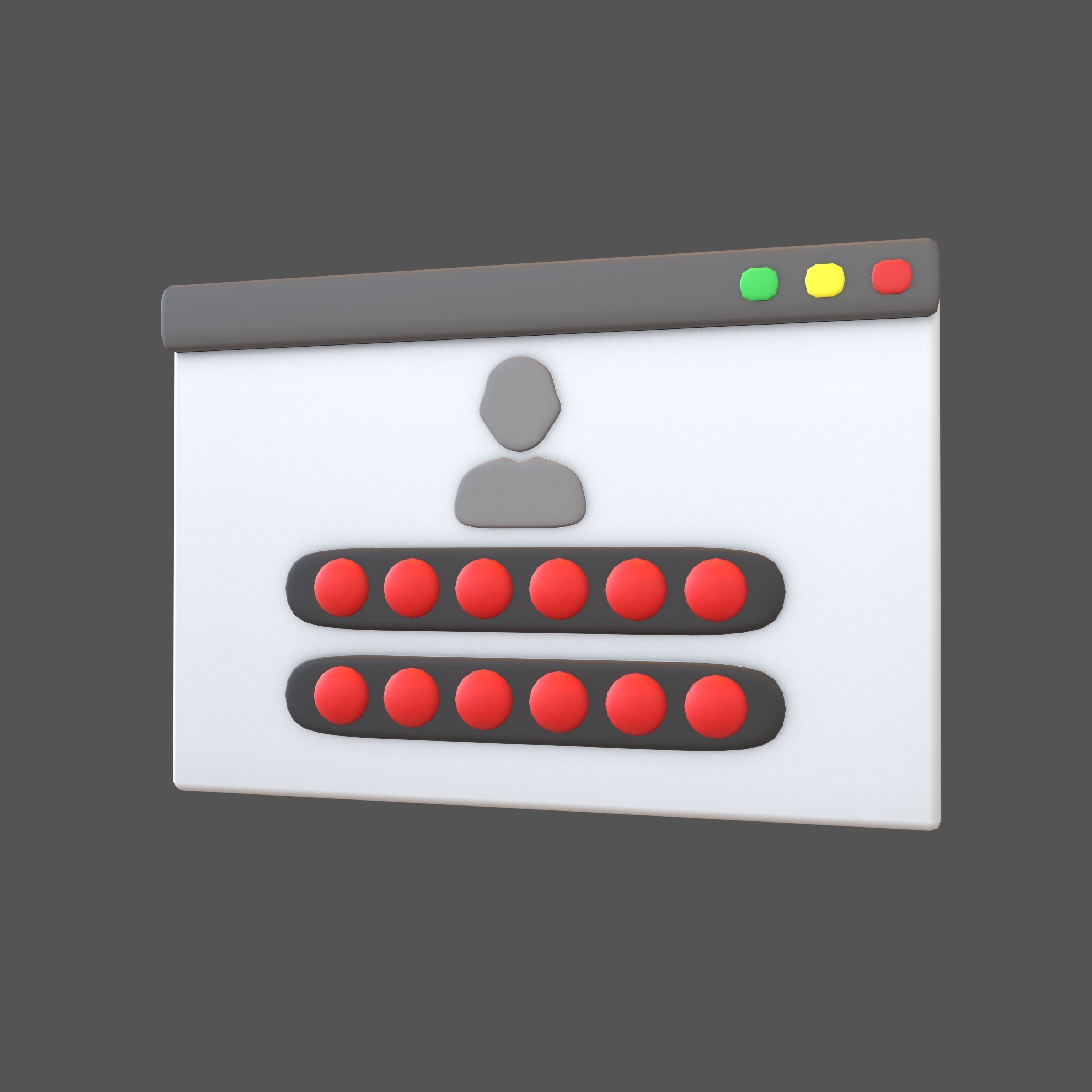 3D model Website Login Incorrect Password Icon v1 001 VR / AR / low ...