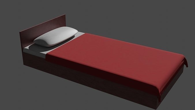 red bed with pillow and blanket free VR / AR / low-poly 3D model | CGTrader