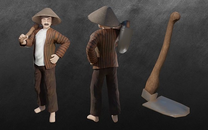 Indonesian Farmer Pak Tani 3D model rigged | CGTrader