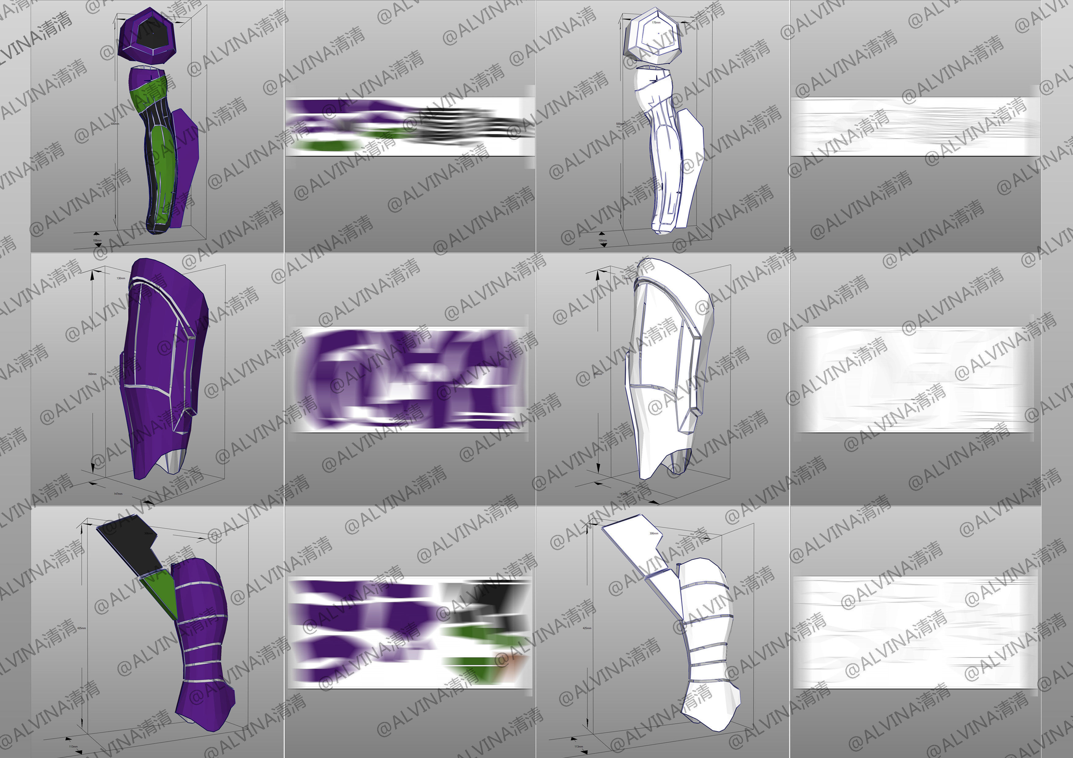 3D model Eva 01 Armadura Evangelion - Cosplay Pepakura Foam Template VR ...