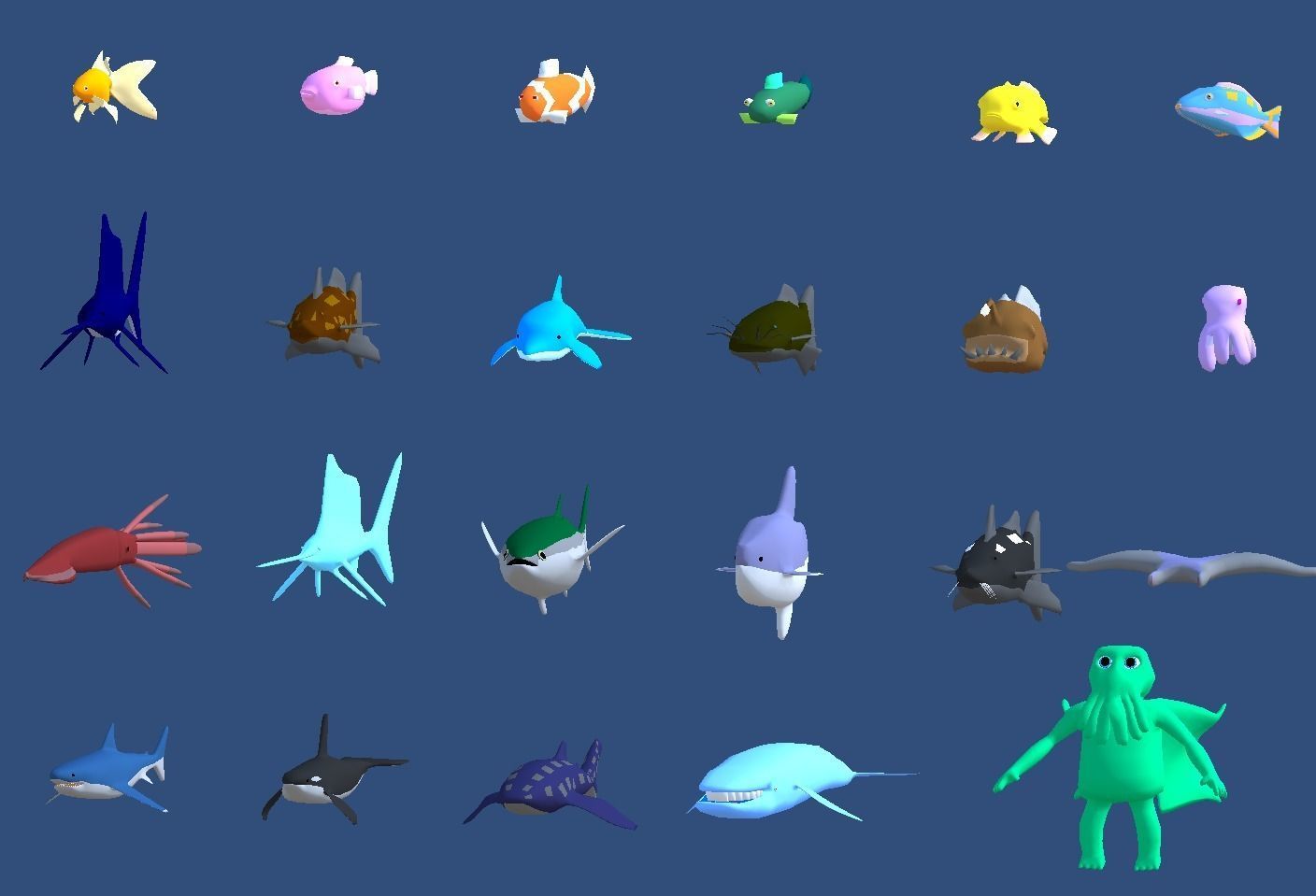 3D model 23 Low Poly Fish pack with icons VR / AR / low-poly | CGTrader