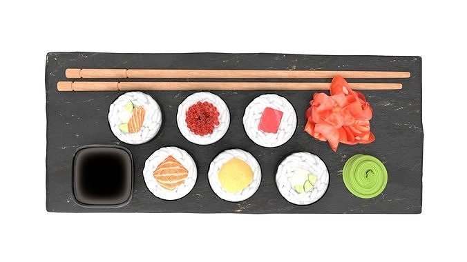 Japanese sushi rolls 3D model | CGTrader
