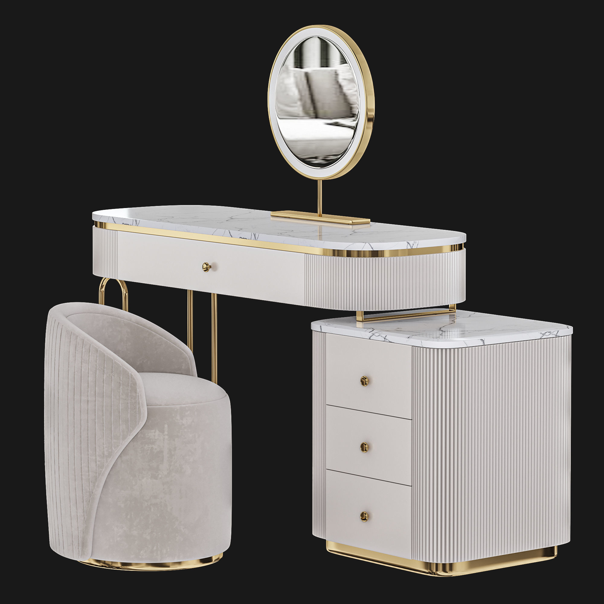 Oboval Modern Makeup Vanity Table by Homary 3D model | CGTrader