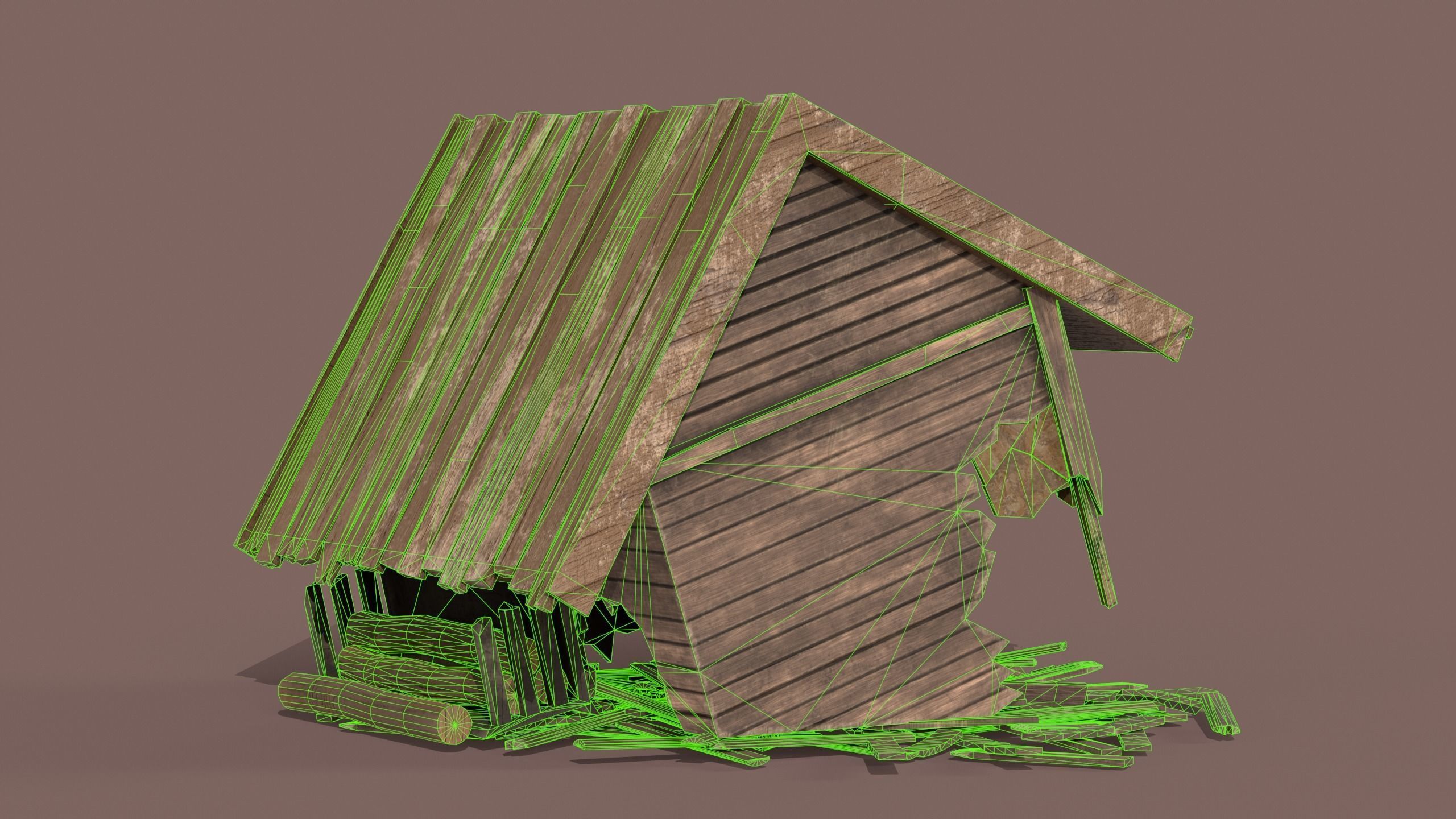 3D model Destroyed Wooden House VR / AR / low-poly | CGTrader
