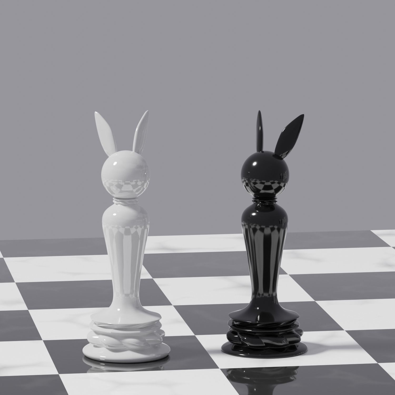 Rabbit Chess set 3D model 3D printable | CGTrader