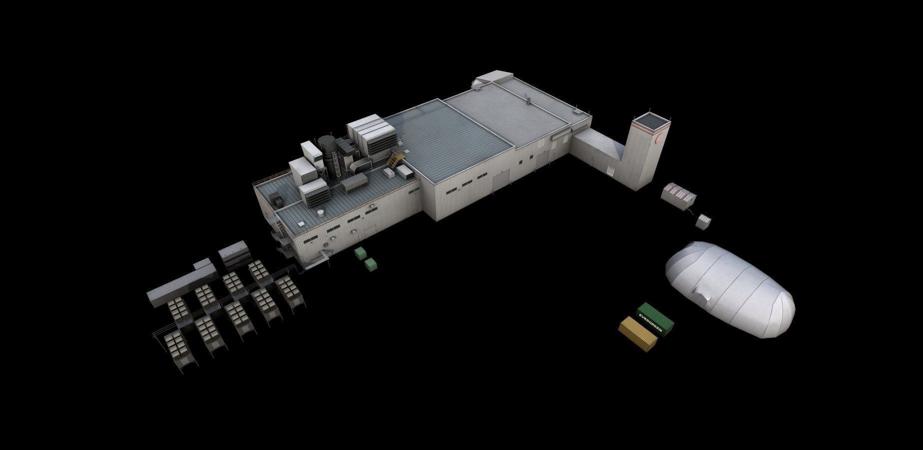 3D model 3D Building Low Poly warehouse VR / AR / low-poly | CGTrader