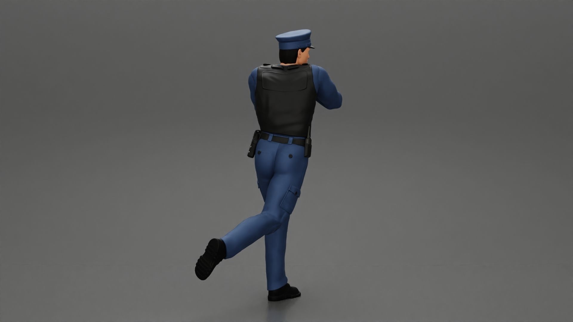 Police Officer running Chasing Criminal On Roadway holding a gun 3D ...