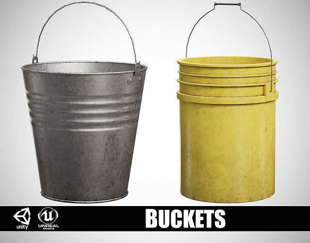 3D model Metal and Plastic Buckets VR / AR / low-poly | CGTrader