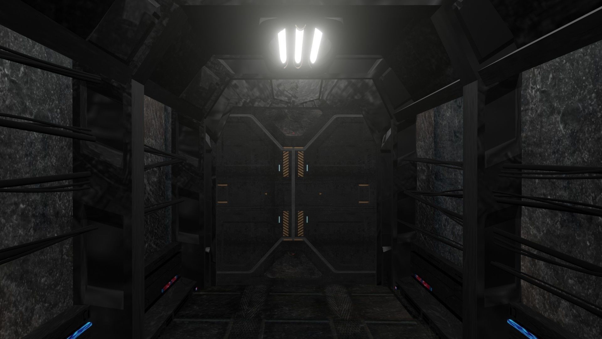 3D model Dark sci-fi hallway VR / AR / low-poly | CGTrader