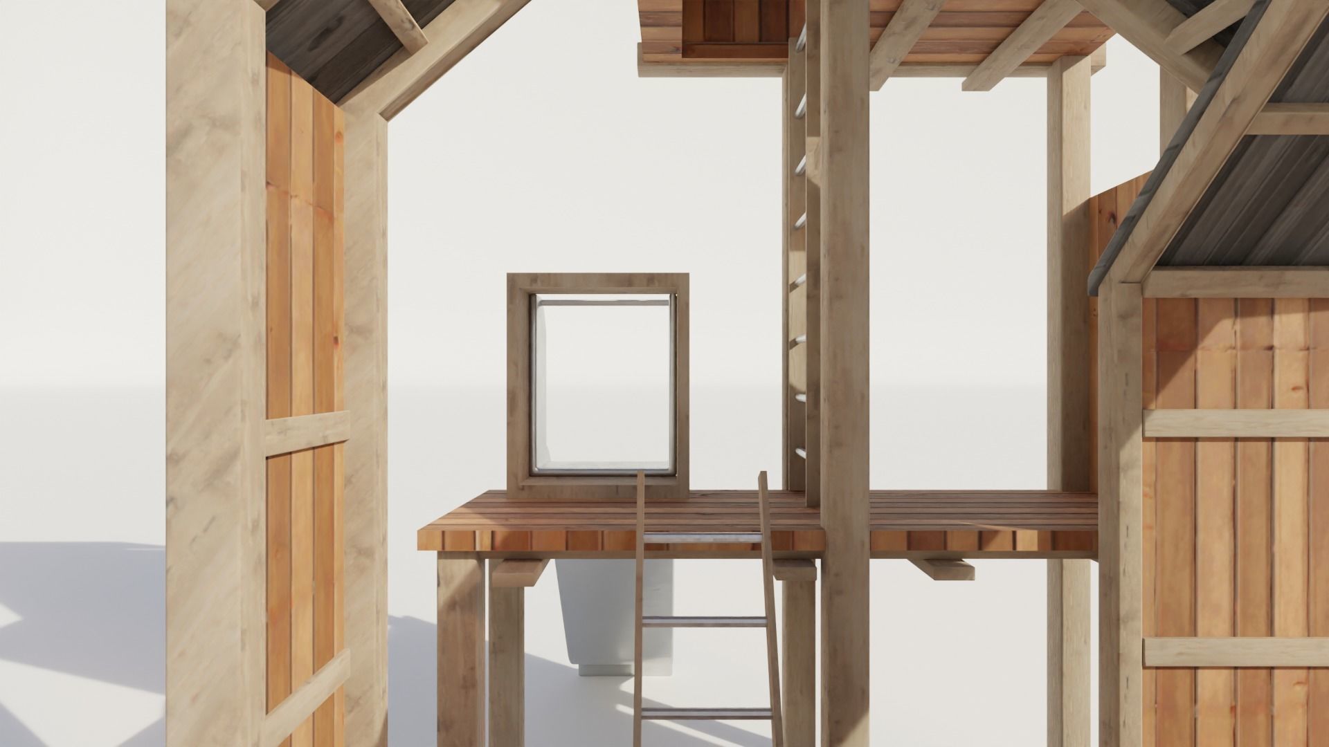 3D model Playgraund Slide-Swing Wooden Low-poly VR / AR / low-poly ...