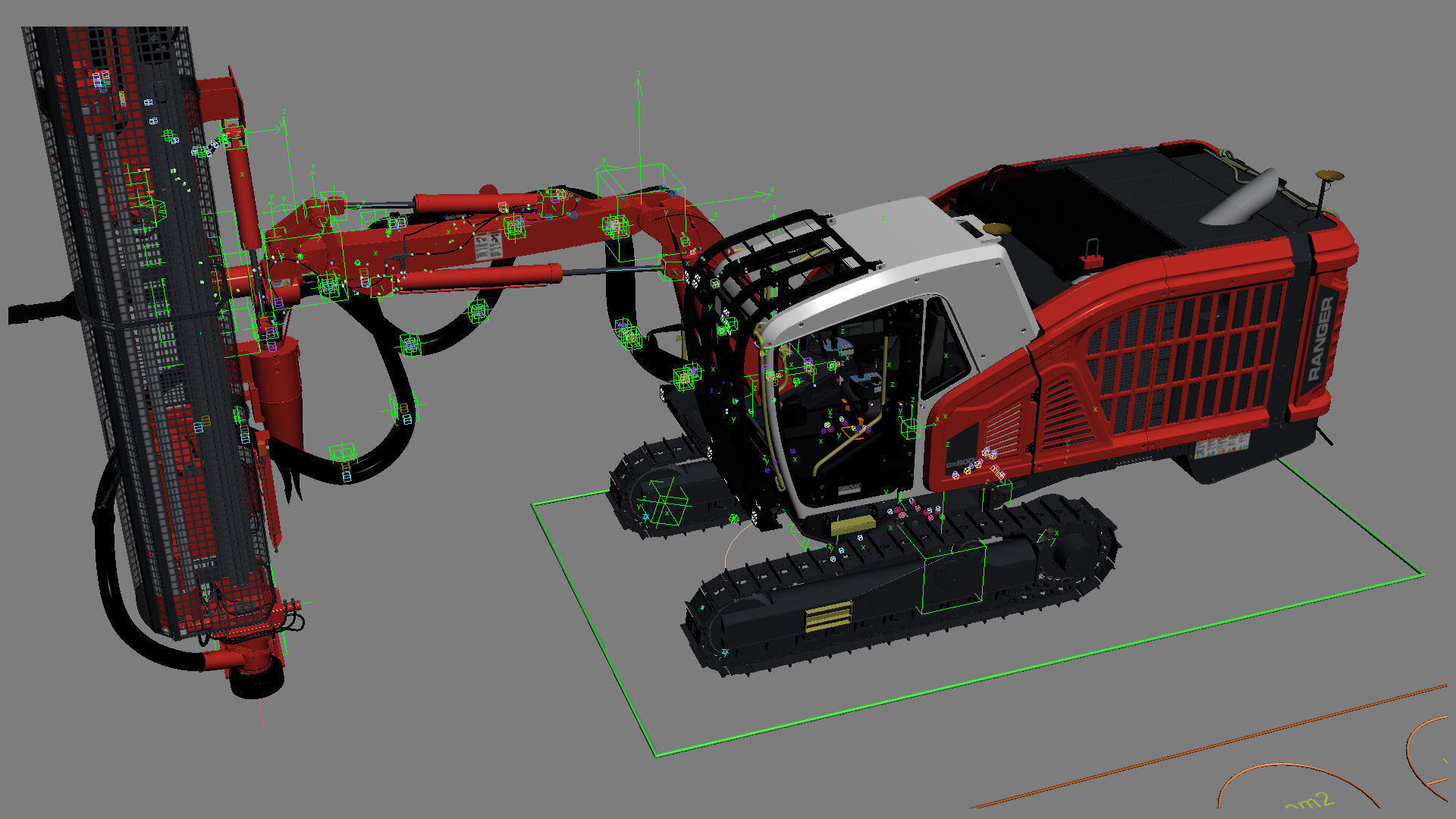Rigged Surface top hammer drill rig Ranger DX800i 3D model rigged ...