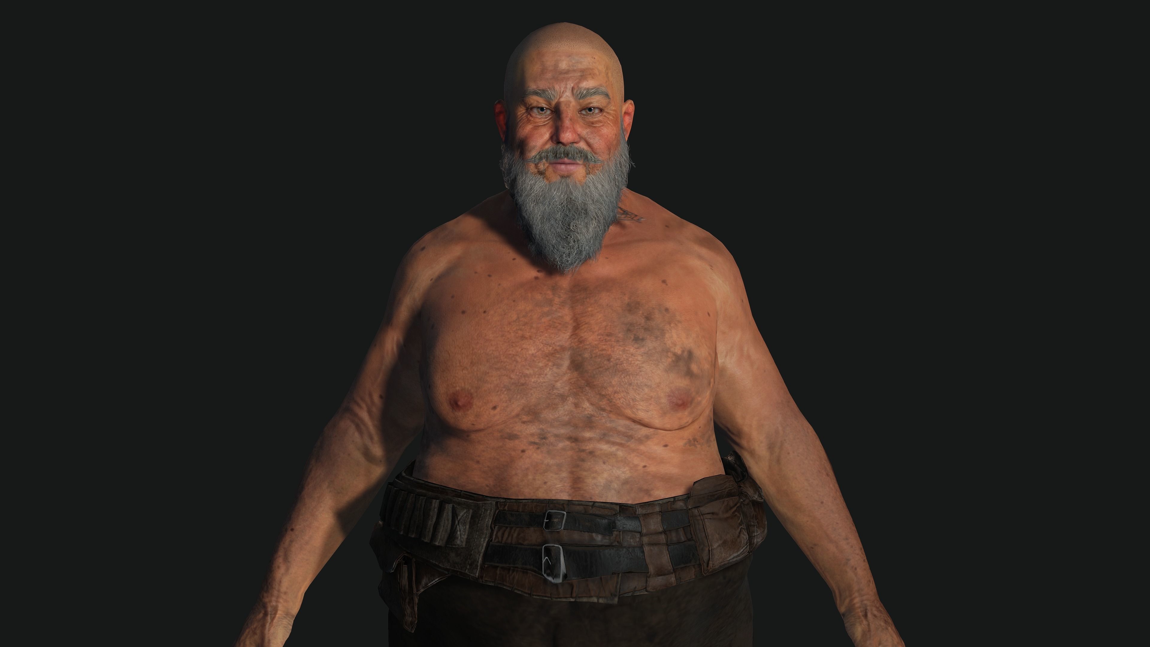 3D model AAA 3D OLD FAT BEARD MAN HOMELESS SURVIVOR- GAME READY ...
