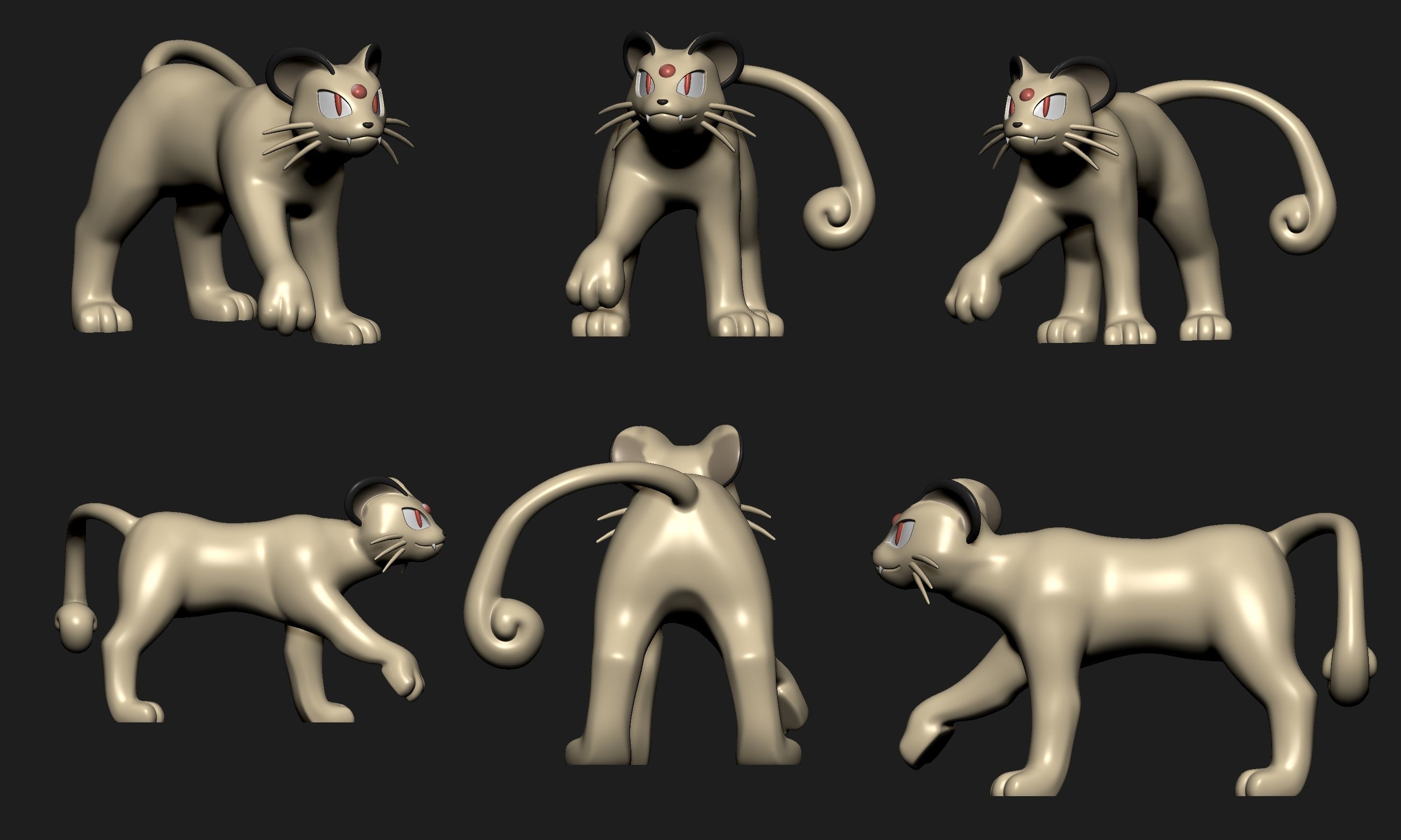 Pokemon - Meowth and Persian with 2 poses 3D model 3D printable | CGTrader