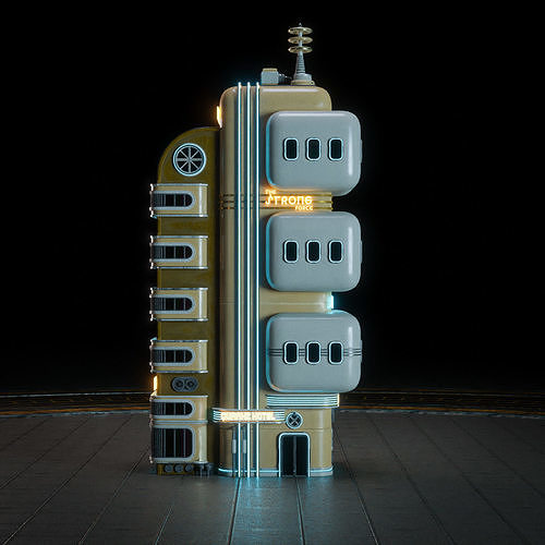 3D model SCIFI ATOMPUNK BUILDING 01 VR / AR / low-poly | CGTrader