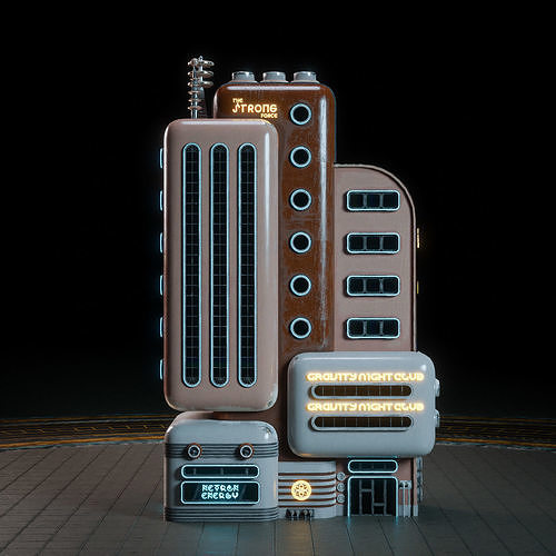 3D model SCIFI ATOMPUNK BUILDING 04 VR / AR / low-poly | CGTrader