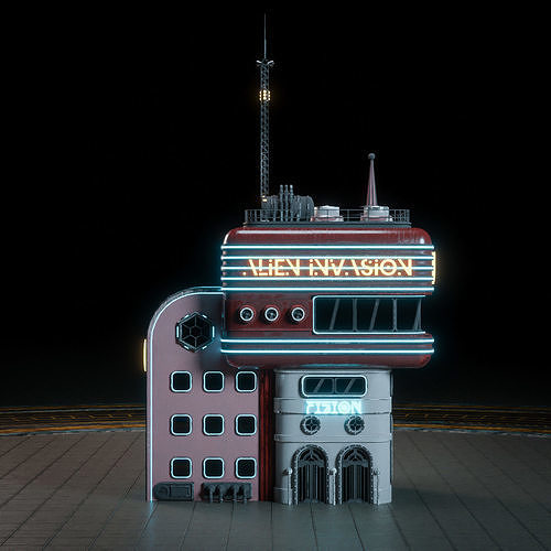 3D model SCIFI ATOMPUNK BUILDING 06 VR / AR / low-poly | CGTrader