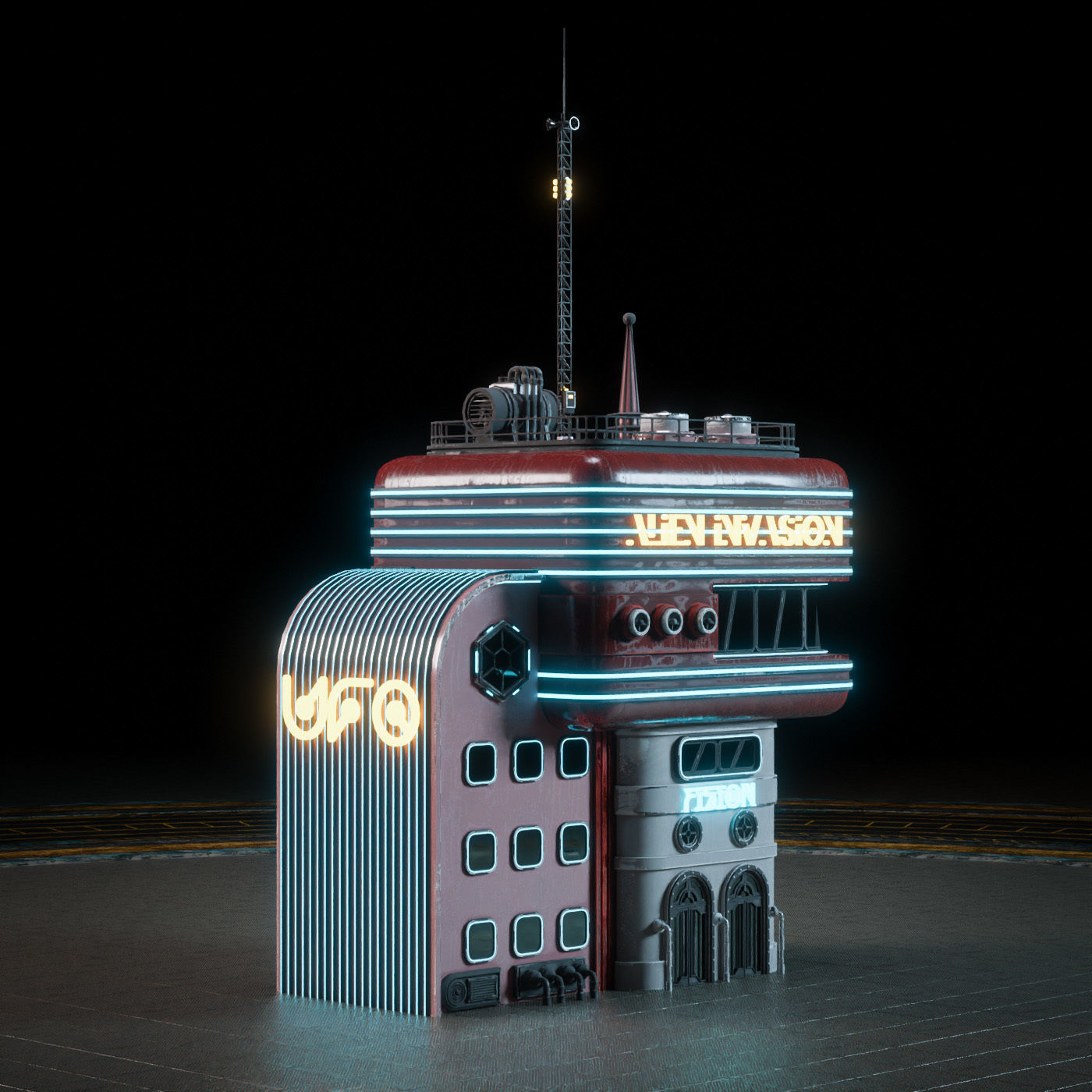 3D model SCIFI ATOMPUNK BUILDING 06 VR / AR / low-poly | CGTrader