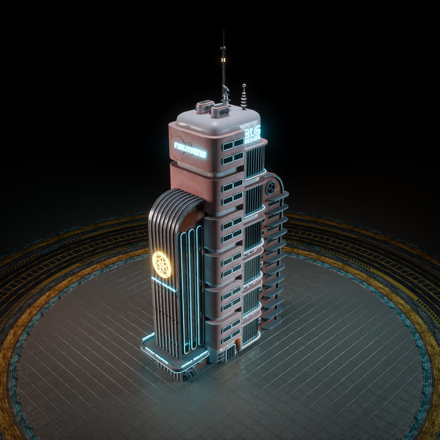 3D model SCIFI ATOMPUNK BUILDING 08 VR / AR / low-poly | CGTrader