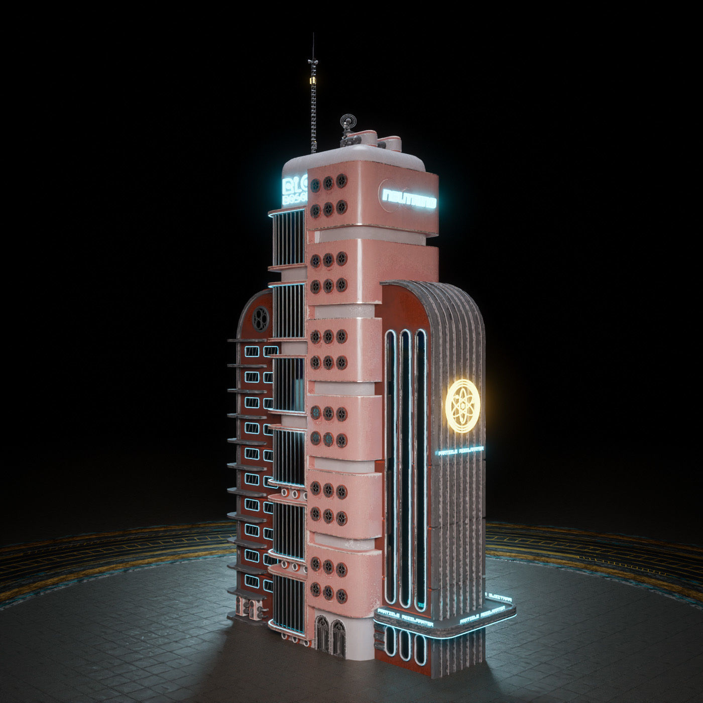 3D model SCIFI ATOMPUNK BUILDING 08 VR / AR / low-poly | CGTrader