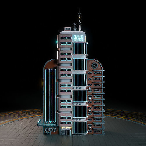 3D model SCIFI ATOMPUNK BUILDING 08 VR / AR / low-poly | CGTrader