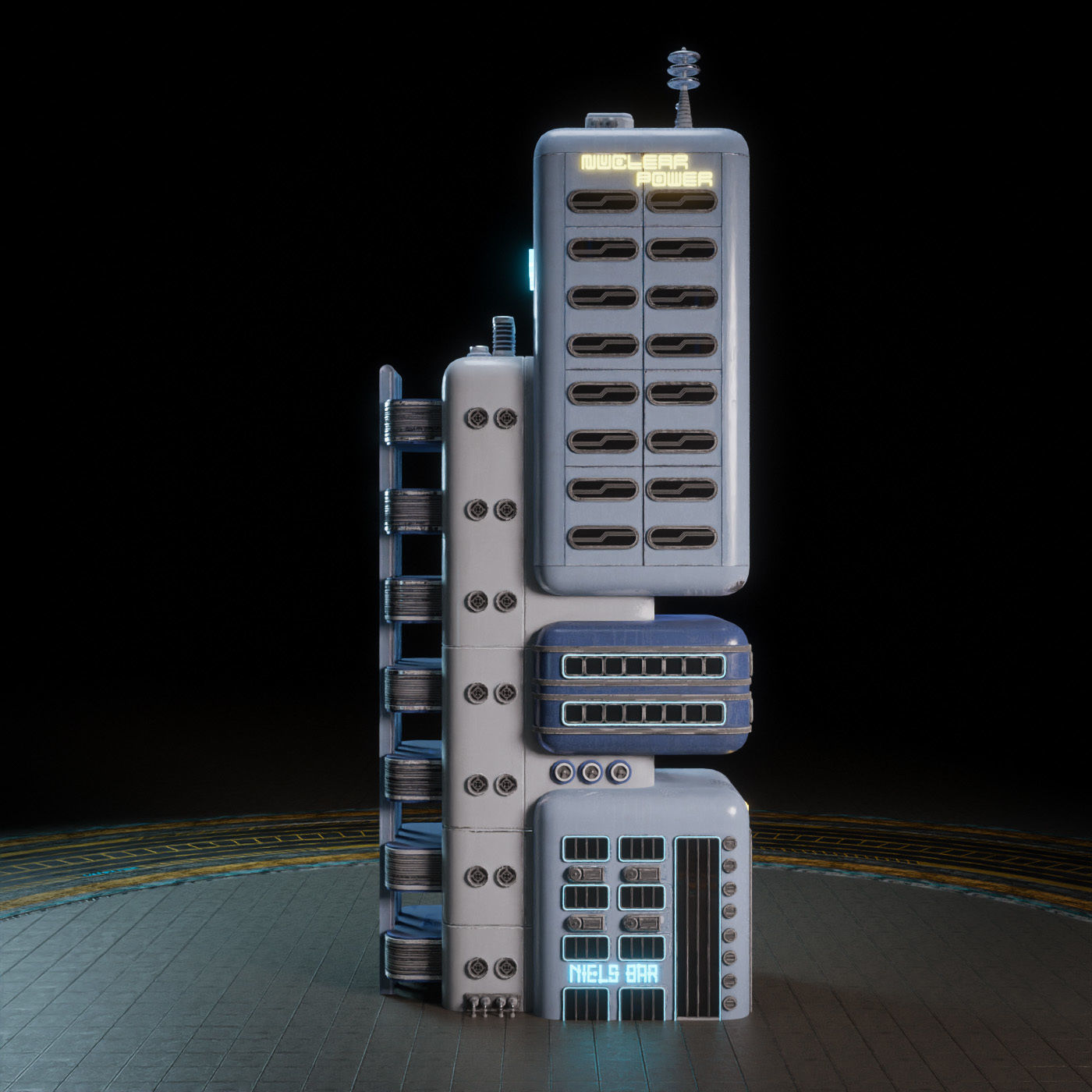 3D model SCIFI ATOMPUNK BUILDING 09 VR / AR / low-poly | CGTrader