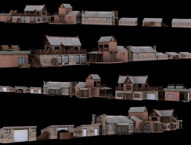 3D model Town buildings pack VR / AR / low-poly | CGTrader