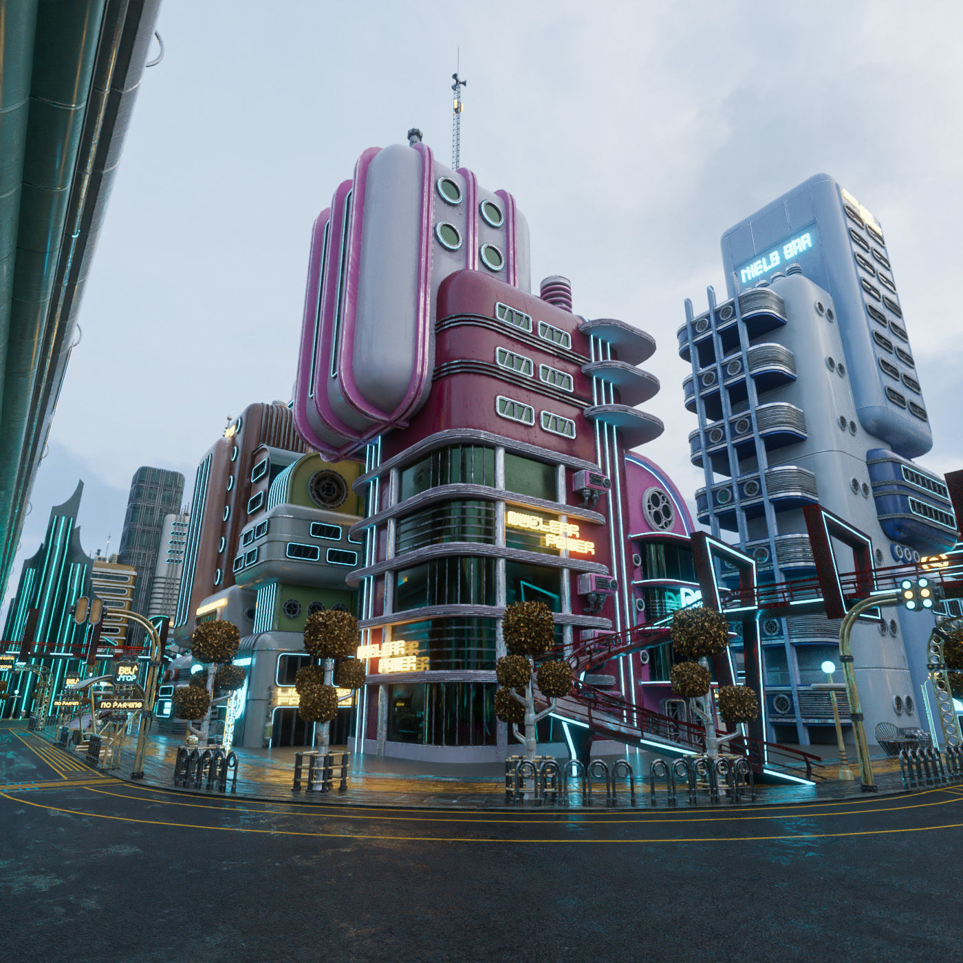 3D model SCIFI ATOMPUNK CITY ENVIRONMENT TILEABLE LOOP VR / AR / low ...