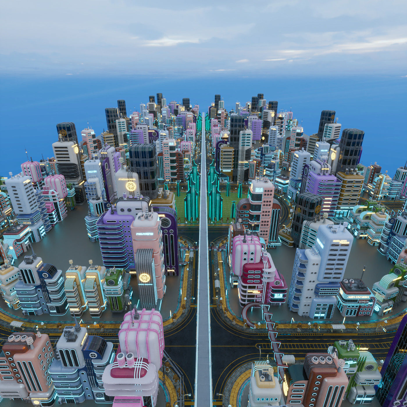 3D model SCIFI ATOMPUNK CITY ENVIRONMENT TILEABLE LOOP VR / AR / low ...