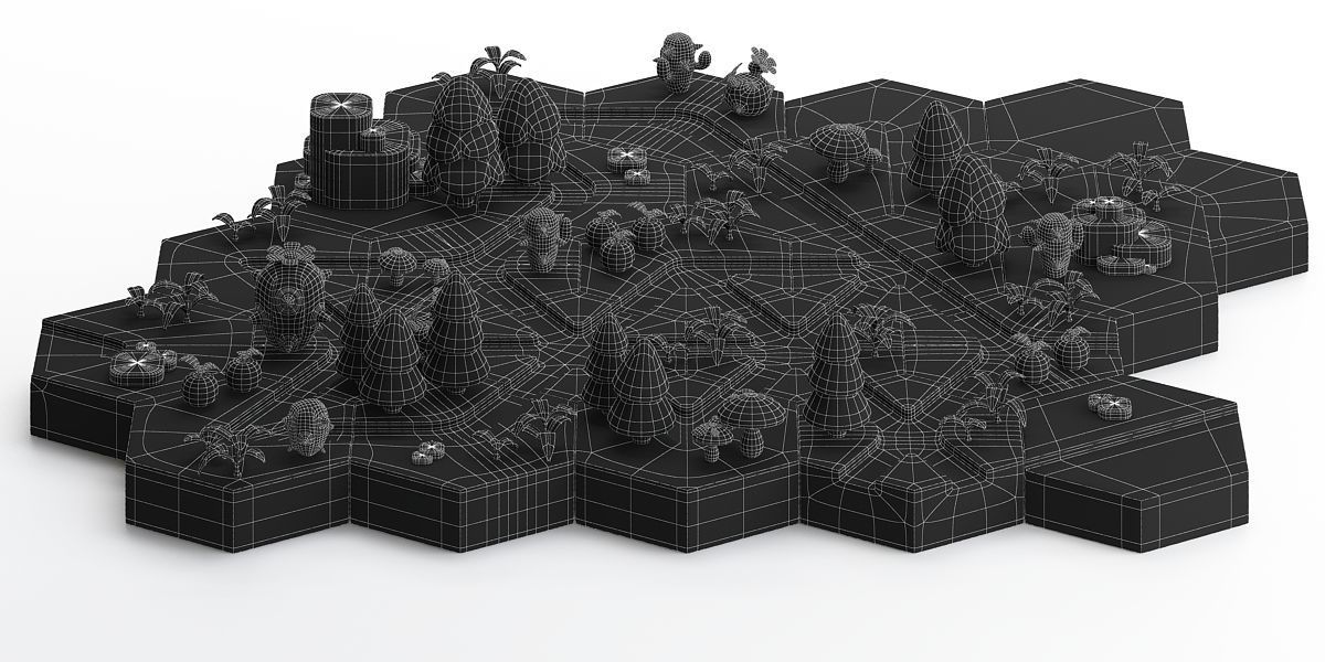 3D model Stylized modular platform game level design VR / AR / low-poly ...