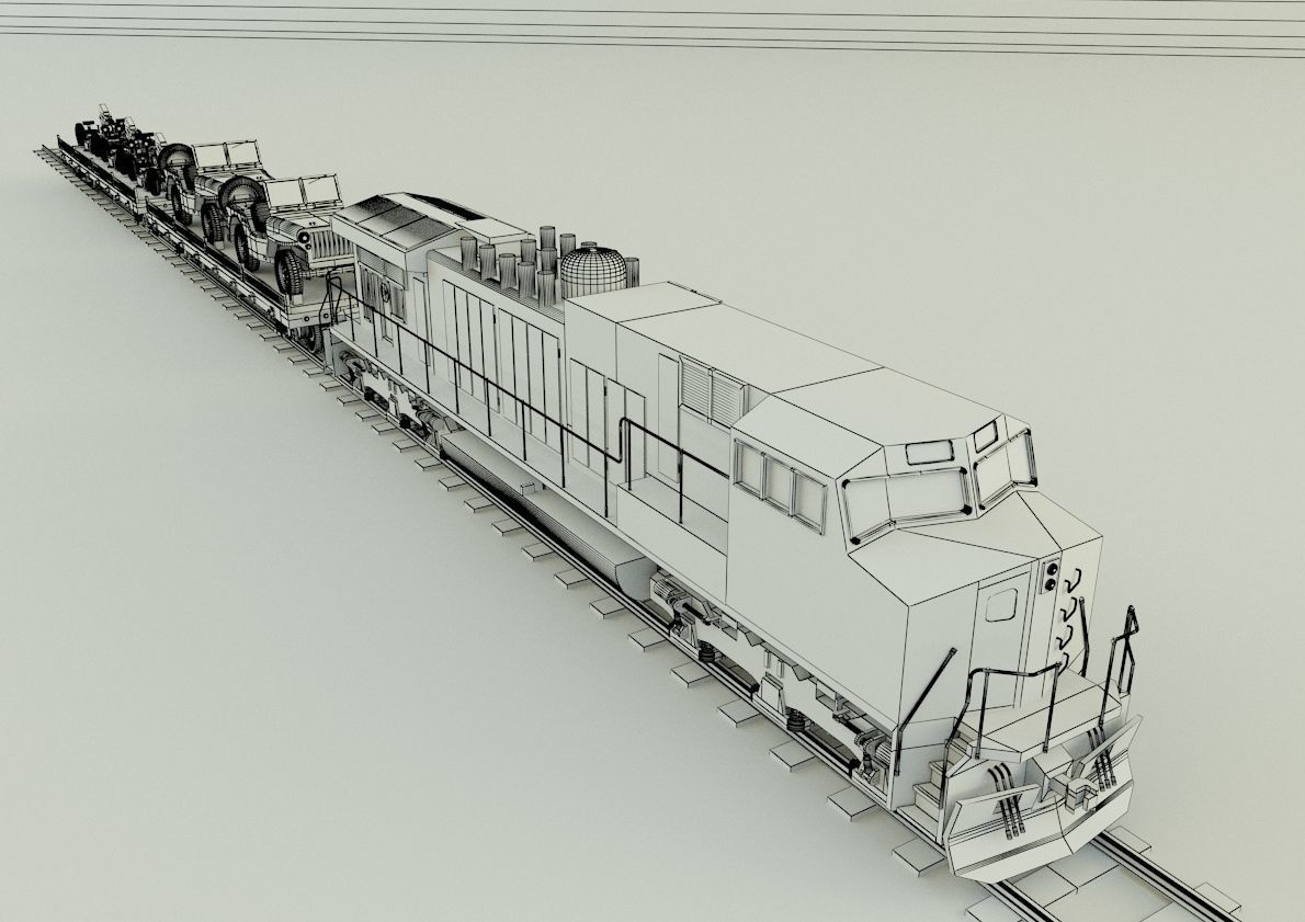 train locomotive wagon willys jeep 3D model | CGTrader