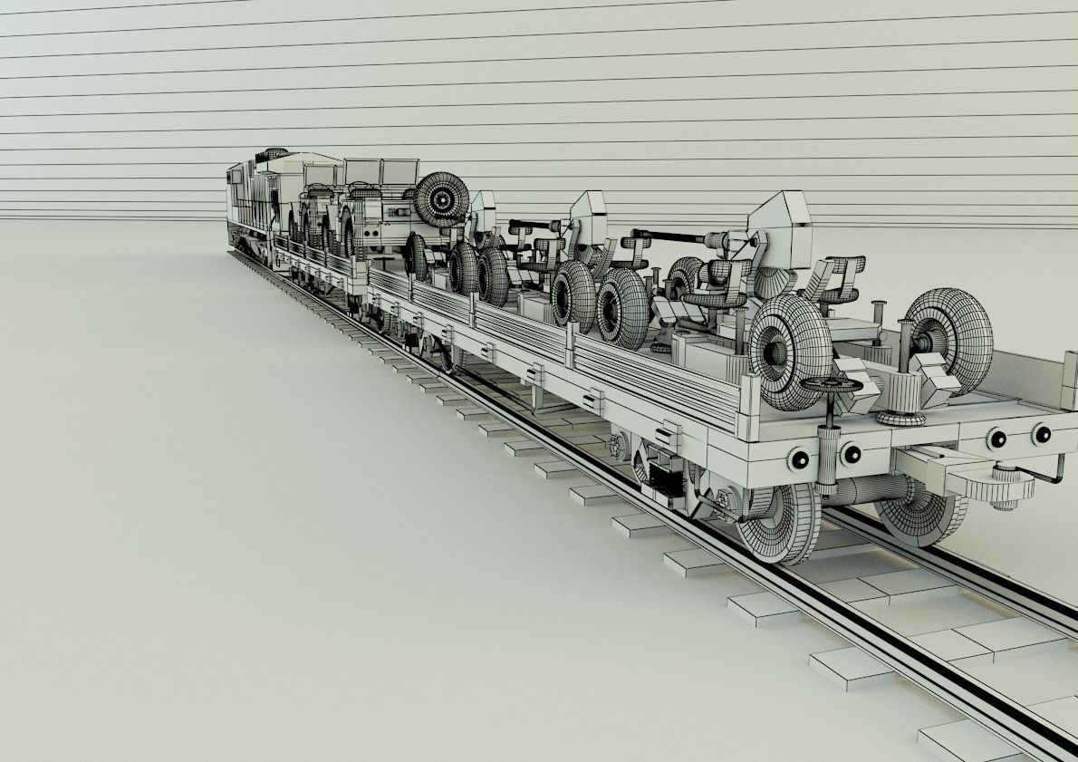 train locomotive wagon willys jeep 3D model | CGTrader