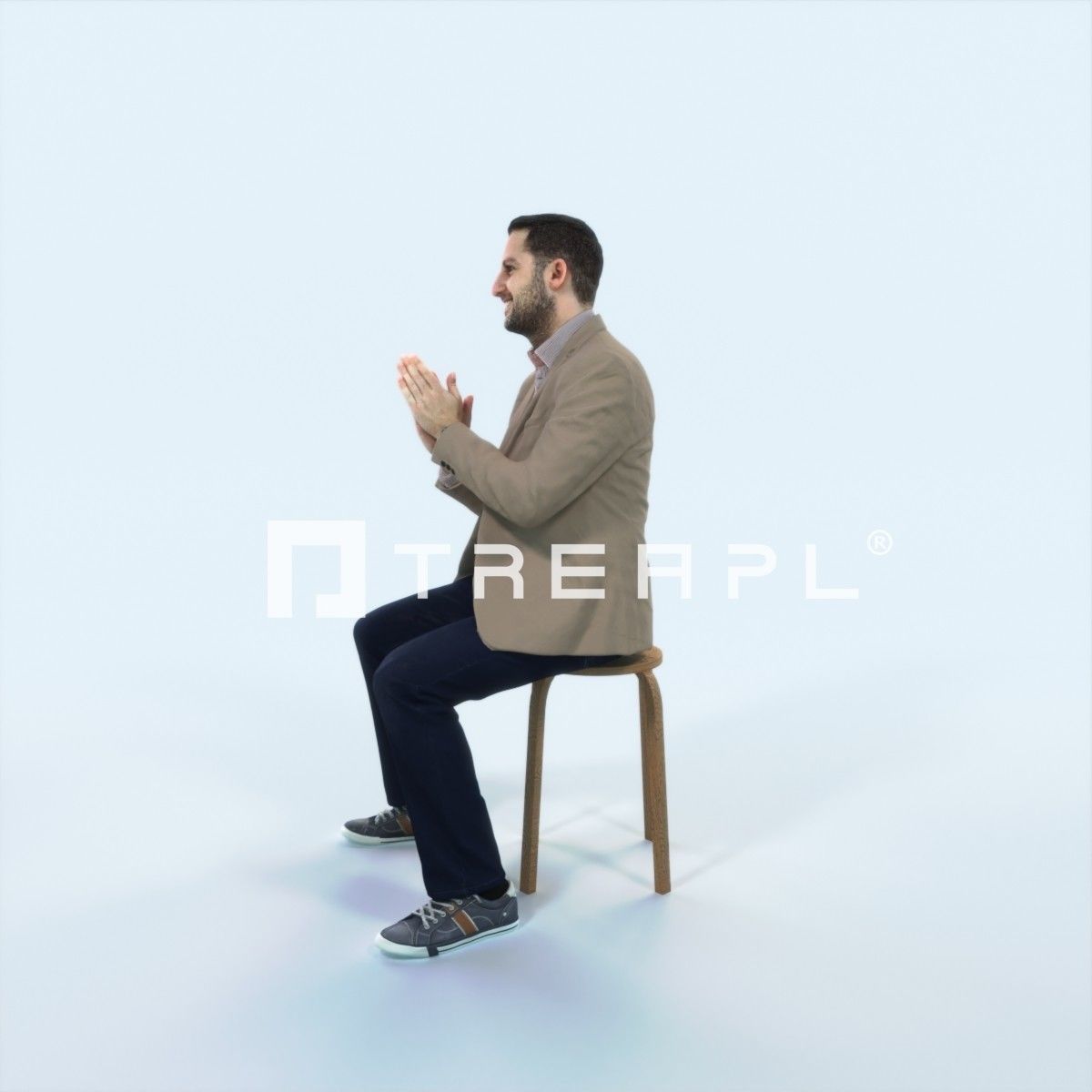 3D model Portrait 08H Clapping Sitting Casual Man VR / AR / low-poly ...