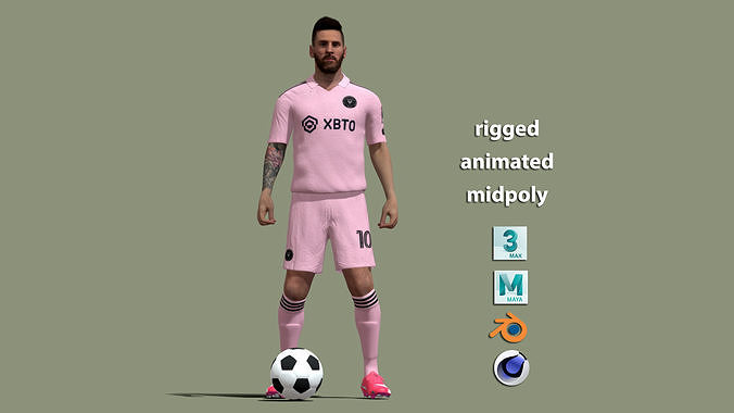 3D model Lionel Messi Miami animation 3D model animated rigged | CGTrader