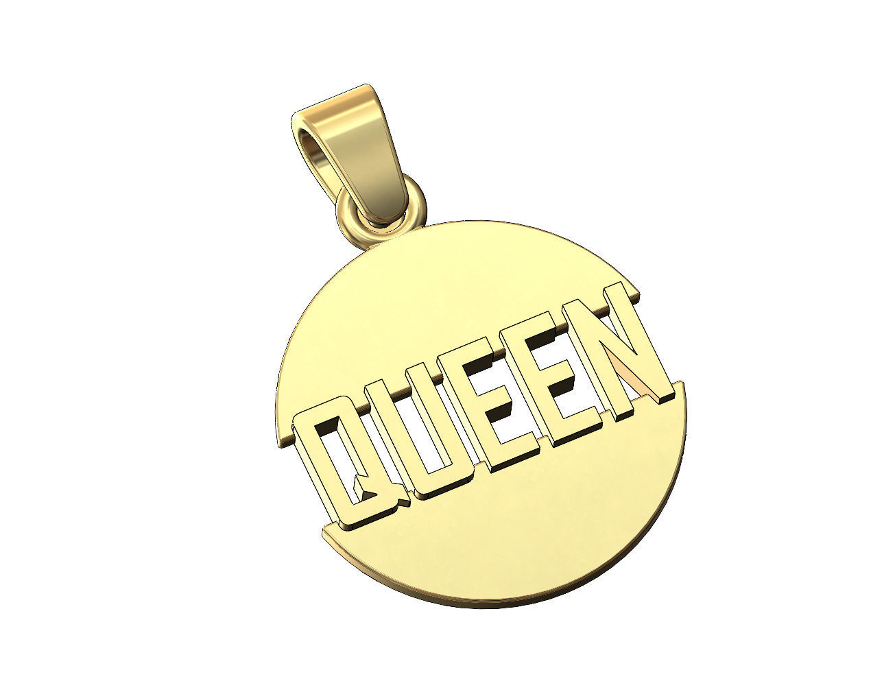 Queen split round pendant with bail 3D model 3D printable | CGTrader